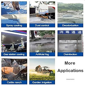 Outdoor Misting Cooling System kit with Pump Filter Kit, Misting Line + Brass Misters, Garden Cooling System DIY Micro Drip Irrigation System for Patio, Garden, Lawn, Home Irrigation, Greenhouse, Gray