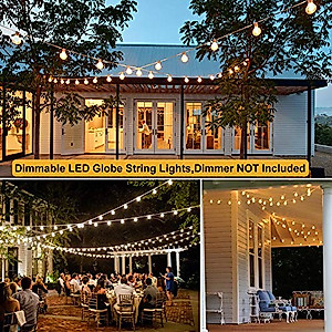 2-Pack 25Ft Outdoor LED String Lights with 50+4 Shatterproof LED Clear Plastic Globe Bulbs,Commercial Lighting for Patio Cafe Porch Bistro Party Wedding Christmas Indoor/Outdoor Decoration,White Wire