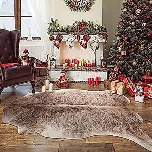 LYENDOS Faux Cowhide Rug Large Size 4.6x5.2 Feet, Cowhide Rug for Suitable for Indoor Living Room, Bedroom, Dining Room, Cow Print Rug Hanging on The Wall,Cow Rug Thickened, Non-Slip