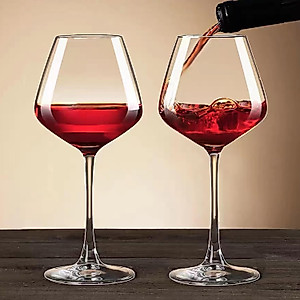 LLESSOO Red Wine Glasses Set of 4,Large Hand Blown Crystal Glasses- 23 OZ Burgundy Glasses With Wine Stopper and Pourer,Best for Wine tasting,Perfect Gifts, Anniversary or Birthday Gift