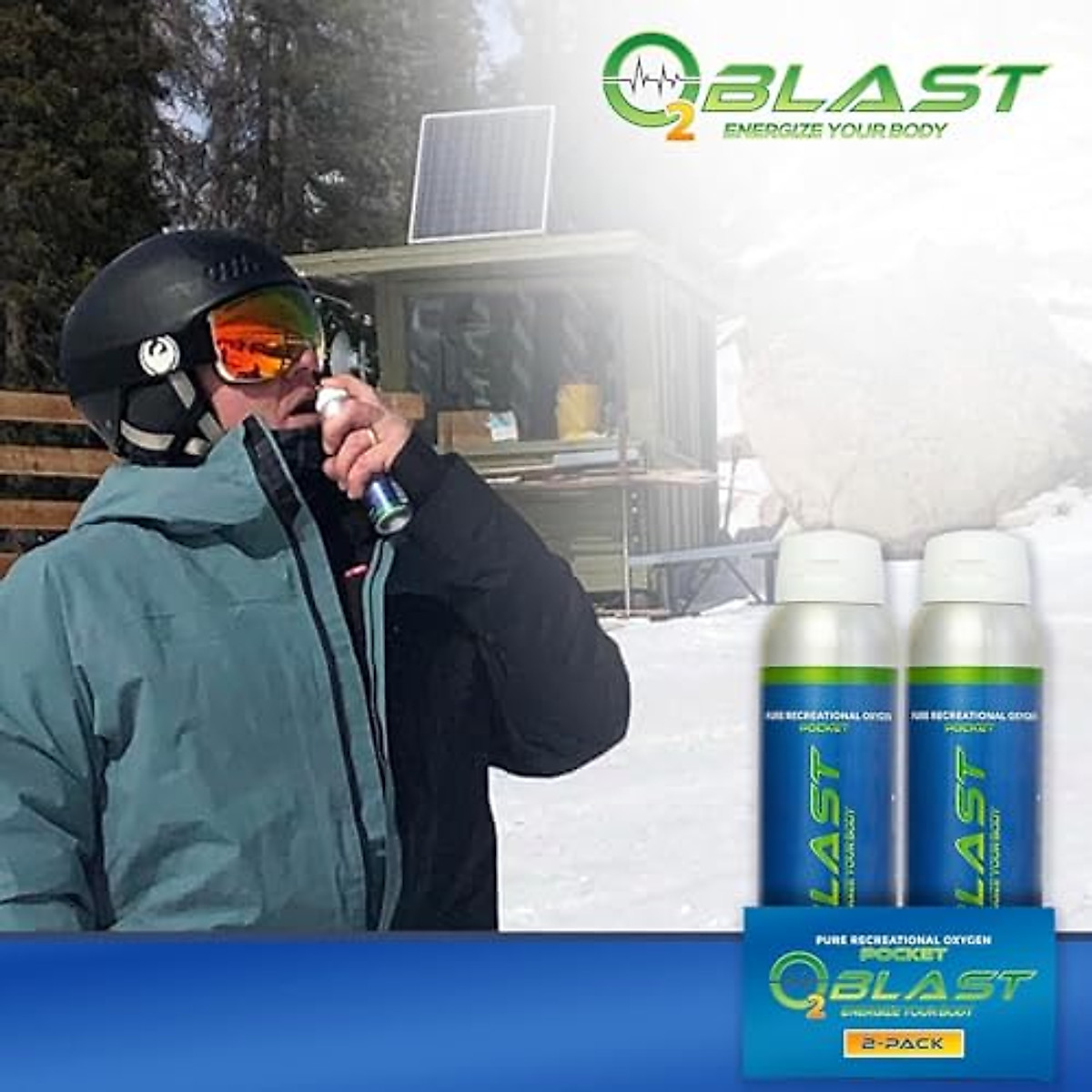 O2 Blast - Pure Oxygen Supplement, Quick Recovery for Exercise and Focus, Sanitary flip top Cap (4 Liter Oxygen Canisters - 2 Pack - Natural)