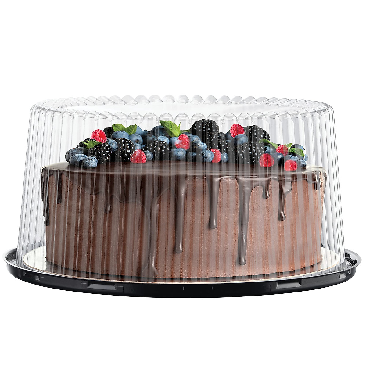 10-11" Plastic Disposable Cake Containers Carriers with Dome Lids and Cake Boards | 5 Round Cake Carriers for Transport | Clear Bundt Cake Boxes Cover | 2-3 Layer Cake Holder Display Containers