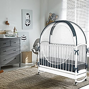 Mumzei Baby Crib Tent to Keep Baby from Climbing Out - Pop Up Safety Crib Net to Keep Baby in - Crib Mosquito Net – See Through Premium Mesh Cover - Grey