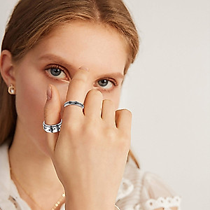 Jstyle 3Pcs Stainless Steel Fidget Band Ring for Women Moon Star Sand Blast Finish Spinner Ring Set for Stress Relieving Wedding Promise Sand 10