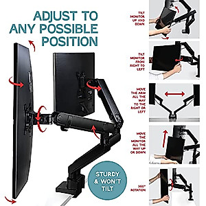 Dual Monitor Arm, Dual Monitor Mount, Dual Monitor Desk Mount up to 32 Inch Computer Screens, Dual Monitor Stand VESA Mount, Monitor Mount & Monitor Arms for 2 Monitors, Computer Monitor Arms in Black