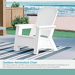 Suncast UV-Resistant Stylish Adirondack Outdoor Backyard Patio Chair with in-Seat Storage, White