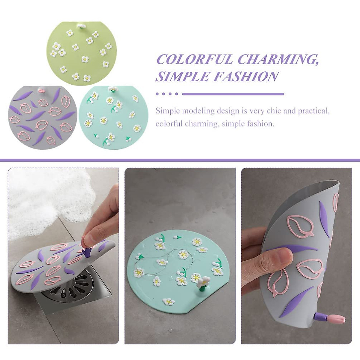 3pcs Floor Drain Bathtub Odors Stoppers for Drain Bathroom Odors Stoppers Drain Cover Odors Stoppers Cover Odors Stoppers Bathtub Drain Sink Cover Kitchen Sewer Drainer Stoppers