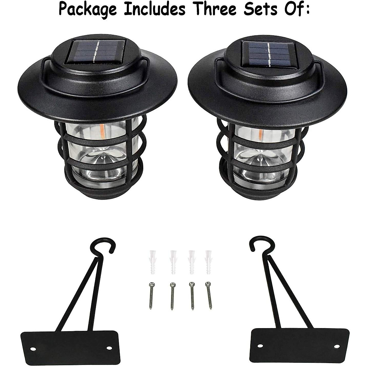 Home Zone Security Solar Decorative Glass Wall Lantern Light No Wiring 6 Set