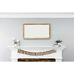 Happy Easter Burlap Banner Garland - Bunny Rabbit & Fluffy Tail Design - Ready to Hang Wall Decor - Complete with Hanging Ribbon Decoration - by Jolly Jon