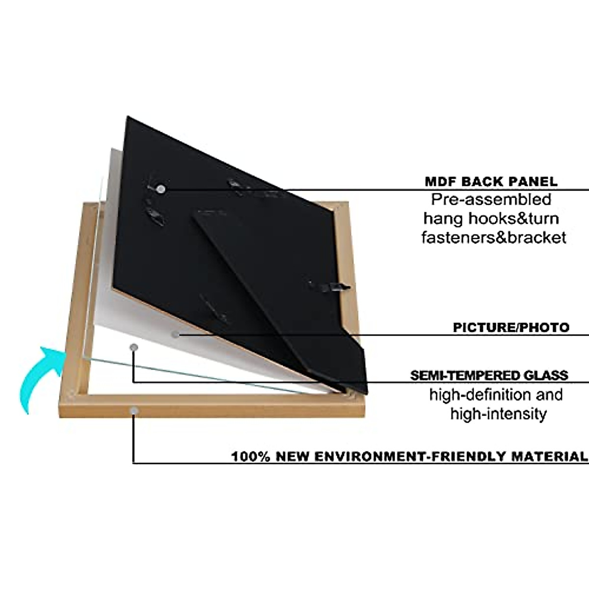 VIOLABBEY 8x10 Picture Frames Set of 4, Colorful Photo Frame of Modern Style, High Definition Tempered Real Glass, Wall Mounted or Tabletop Display (Gold+Red)