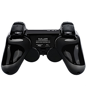 BLUE LAKE Performance 2 Pack Wireless Controller 2.4G double shock Compatible with PS2 /PS1/PC(Jet Black)