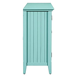 NCKMYB Large Accent Cabinet Sideboard with 3 Transparent Doors, 62'' Buffet Table Storage Cabinet, Coffee Bar Cabinet Cupboard for Kitchen, Living Room, Entryway (Turquoise)