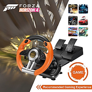 PXN PC Racing Wheel, V3II 180 Degree Universal USB Car Sim Game Steering Wheel with Pedals for Xbox One, Xbox Series S/X, PS3, PS4, Switch
