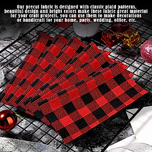 40 Pieces Christmas Buffalo Plaid Fabric Precut Fabric Cotton Squares Quilting Fabric Red and Black Fabric for DIY Sewing Quilting Patchwork Crafts, 5.9 x 5.9 Inch