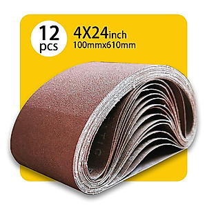 4 x 24 Inch 80 Grit Sanding Belt | Premium Aluminum Oxide Sanding Belt | Premium Sander Sandpaper – 12 Pack
