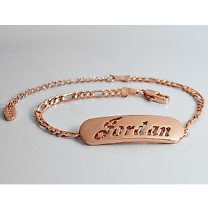 Zacria Jordan Name Bracelet 18K Rose Gold Plated Personalized - Jewelry Gift Women, Girlfriend, Mother, Sister, Friend, Gift Bag & Box