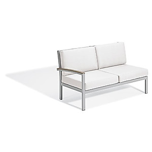 Oxford Garden Vintage Tekwood Travira Modular Right Loveseat, Eggshell White