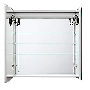 AQUADOM Royale Basic 30in x 30in x 5in LED Medicine Mirror Cabinet Recessed Surface Mounted, Dimmer, Touch Screen Button