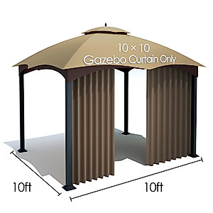 Tanxianzhe 5FT x 8FT Grill Gazebo Shelter Replacement Canopy Cover Double Tiered BBQ Roof Top ONLY FIT for Gazebo Model L-GG001PST-F (Khaki)+ Tanxianzhe Gazebo Replacement Privacy Curtain with Zipper