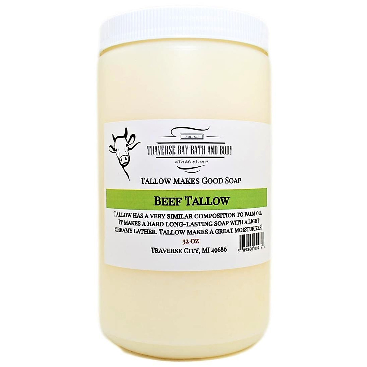 BEEF TALLOW DEODORIZED Grass fed beef Non Hydrogenated Soap making supplies. 32 FL Oz DIY projects.