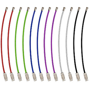 Keychain, Wisdompro 12 Pack of 4.3 Inches Stainless Steel Wire Ring 2mm Cable Loop Rings for Hanging Luggage Tag, Keys and ID Tag Keepers - Multicolor