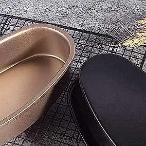 BaRdzo Oval Shape Cake Carbon Steel Non-Stick Loaf Bread Pastry Tray Gold Black Thickening Kitchen Bakeware Tools Baking Pan (Color : Gray)