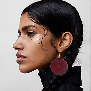 MALOYANVE African Wooden Earrings for Women Unique Ethnic Vintage Bohemian Nature Handmade Wooden Dangle Drop Earrings Lightweight Boho Retro Geometric African Teardrop Wood Statement Earrings Jewelry Gifts (4 Pairs Dark Round Wood)