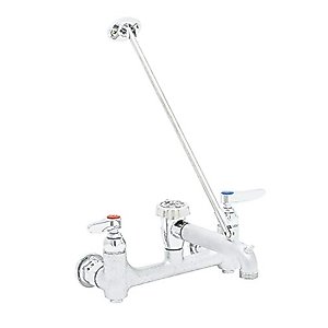 T&S Brass Service Sink Faucet, Wall Mount, 8 Centers, Built
