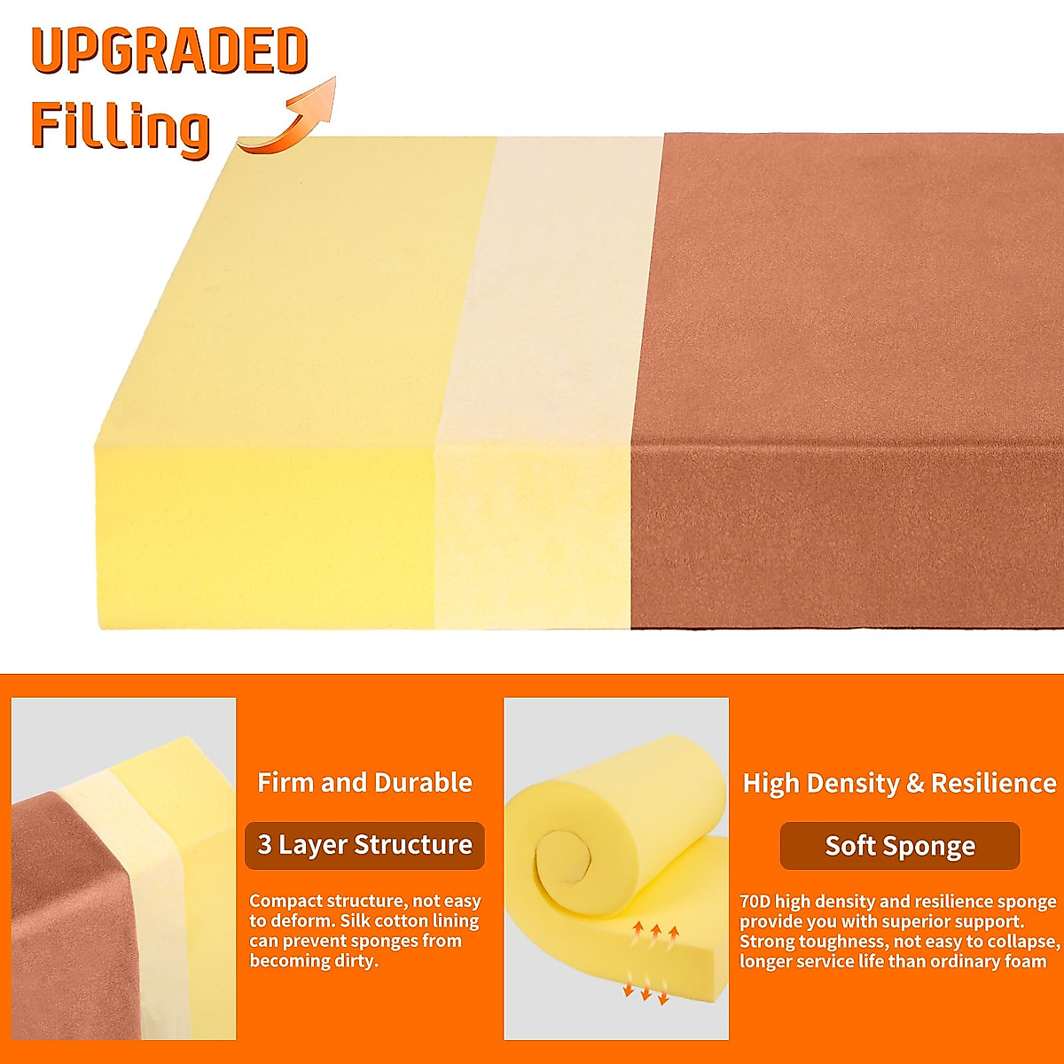 Detiblue Bench Cushion - Outdoor Porch Swing Cushion, Indoor Bay Window Seat Furniture Cushion, Non-Slip, 36x14x3, Leathaire Red