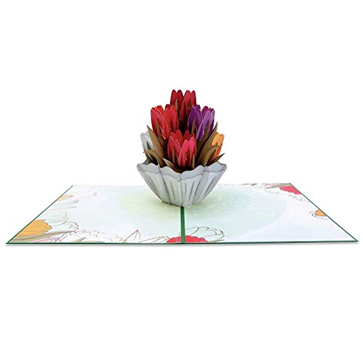 Paper Love 3D Pop Up Card, Tulips, Handmade 3D Popup Greeting Cards, For Thinking of You, Thank You, Sympathy, Wedding, Anniversary, Get Well, Just Because, Mother's Day, Valentine's Day, All Occasion, 5" x 7"