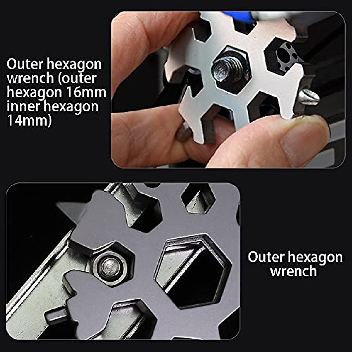 Snowflake Multi Wrench Tool，18-in-1 Keychain Multitool Pocket Tool Is Easy To Carry for Outdoor Camping And Christmas Snowflake (Silver)