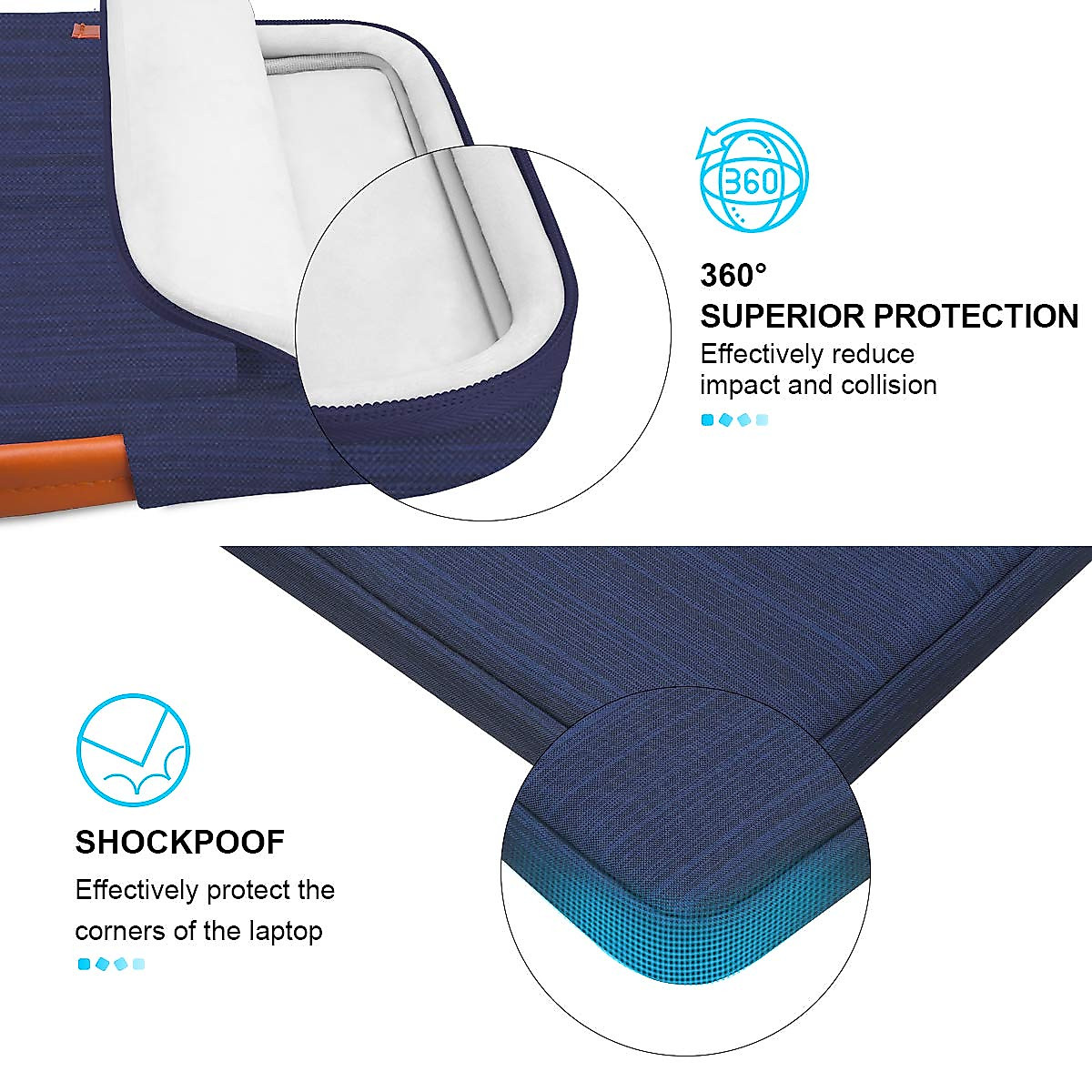 Lacdo 360° Protective Laptop Sleeve Case for 16 inch New MacBook Pro M4/M3/M2/M1 Pro/Max A3403 A3186 A2991 A2780 A2485 A2141 2024-2019, 15 inch Surface Laptop 7th Copilot+PC/6/5/4/3 Computer Bag, Blue