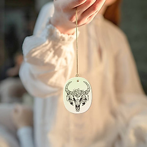 OLYCRAFT 4x5 Inch Clay Stencils Cattle Skull Pattern Silk Screen for Polymer Clay Flowers Cow Silk Screen Stencils Mesh Transfer Stencils Animal Theme Mesh Stencil for Polymer Clay Jewelry Making