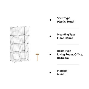 C&AHOME Wire Cube Storage, 8-Cube Organizer Metal C Grids Storage, Storage Bins Shelving, Modular Shelves, DIY Closet Cabinet Ideal for Living Room, Home, Office 24.8" L x 12.4" W x 48.4" H White