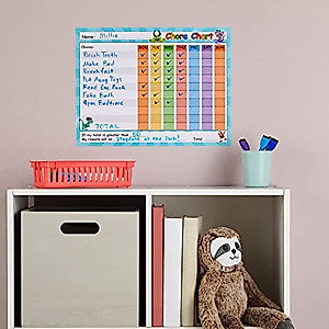 6 Pack Dry Erase Chore Chart for Kids, Reusable Behavior Reward Board with Self-Adhesive for Classroom, Monster Designs (14.5 x 11 in)