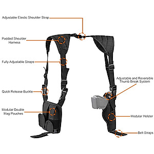 Shoulder Holster Xaegistac Airsoft Holsters General Vertical Gun Holster Adjustable for Most Kinds of Pistols (Black)