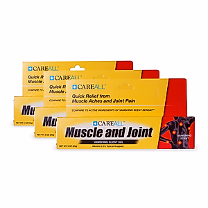 CareAll Muscle & Joint Vanishing Scent Gel, 3.0 oz. (3 Pack), Non-Greasy, Pain Relief Gel for Muscle, Back and Minor Arthritis, Topical Analgesic, 2.5% Menthol