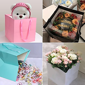 Yerpkefey 11.8" Large Gift Bag，Square Reusable Gift Bags Large for Birthday Wedding Christmas Presents Doll (Black)