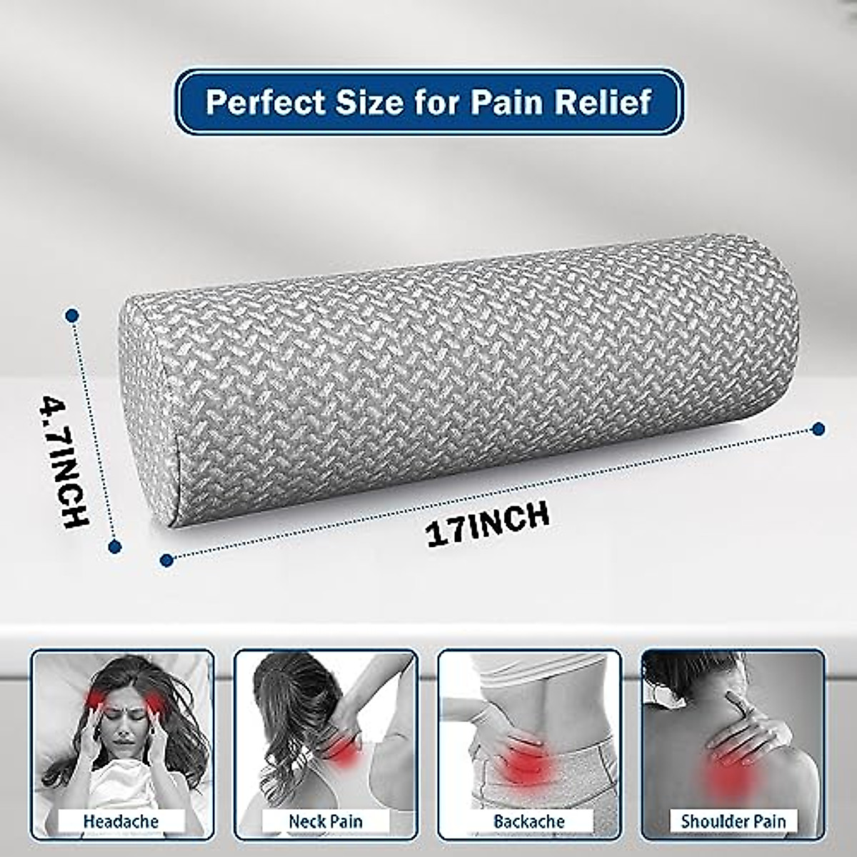 SUBCULTUREPICK Cervical Neck Roll Foam Pillow, Bolster Pillow, Round Neck Pillows Support for Sleeping, Bolster Pillow for Bed, Legs, Back and Yoga