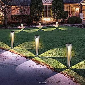 VISFLAIR Solar Lights Outdoor Garden, 6 Pack LED Waterproof Solar Pathway Lights for Outside Yard, Path, Patio, Driveway Decor Landscape Lighting -Silver
