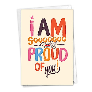 NobleWorks - 1 Funny Adult Congratulations Card with Envelope - Congrats Greeting, Appreciation - Sooooo Proud C6410CGG
