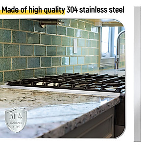 2 Pcs Stainless Steel Trim Strips 304 Brushed Stainless Steel Trim Metal Finishing Sheet Metal Gap Strip Filler Trim for Kitchen Tools (Silver, 1 x 30 Inch)