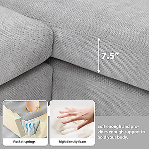 Tmsan 119" Sectional Sofa Cloud Couch, Oversized L Shaped Modular Sofa with Chaise Lounge, Modern Chenille Upholstered 4 Seater Couch Set for Living Room Apartment Office (Light Grey)