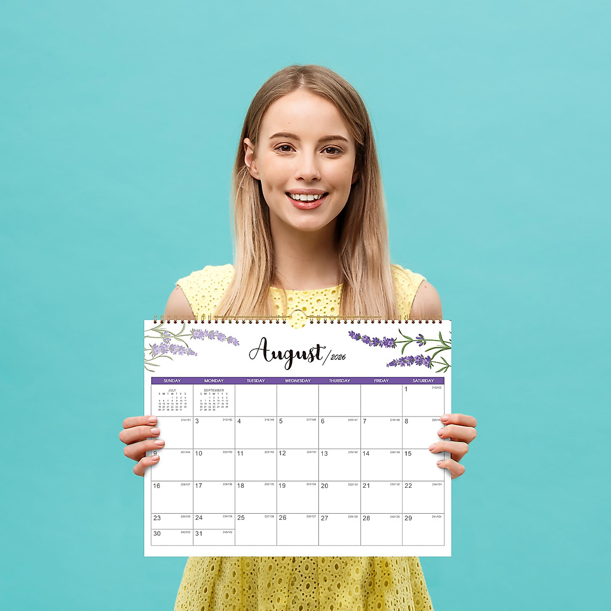 Wall Calendar 2023-2024 - 2 Yearly Wall Calendar 2023-2024, JULY 2023 - JUNE 2025, 14.8'' x 11.5'', Twin-Wire Binding, Large Blocks with Julian Dates, Perfect for Planning and Organizing Your Home and Office