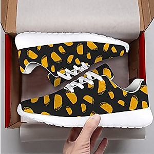 vogiant Funny Shoes Men's Women's Walking Sneakers Tennis Running Shoes Black Tacos Food Pattern Shoes Gifts for Best Friends,Size 7