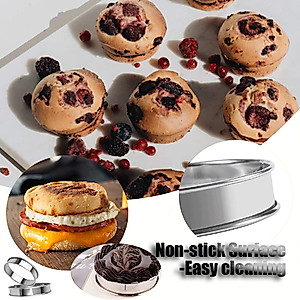 KUAYB 8 Pieces English Muffin Rings Crumpet Rings 3.15 Inch Stainless Steel Double Rolled Tart Ring Nonstick Metal Round Ring Mold for Kitchen Cooking Baking