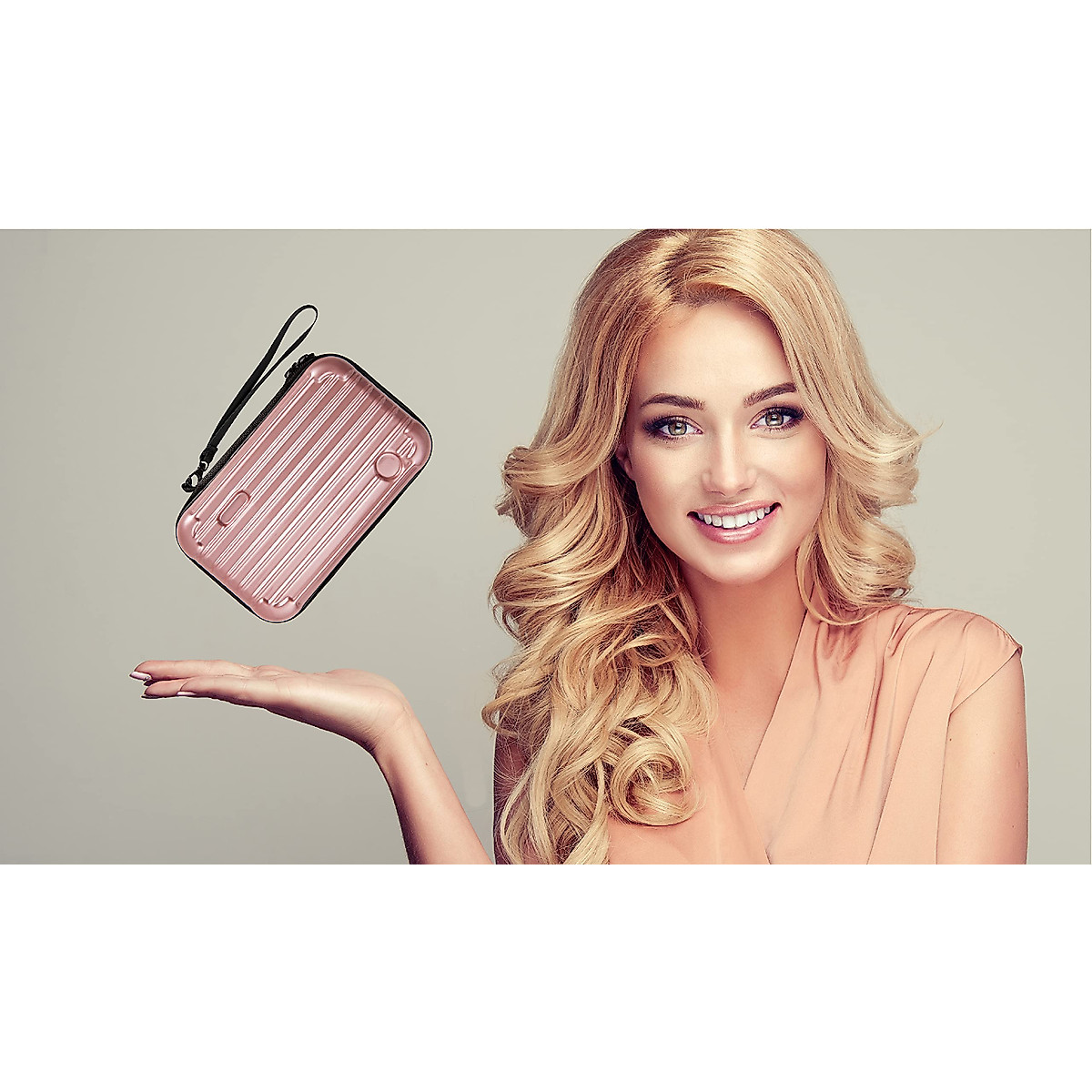 SenYang Hard Shell Cosmetic Case,Carrying Hard Bag, Protective Storage Case Bag for Toiletry, Beauty Makeup, Electronic Accessories, Overnight Travel Water Resistant Crash Proof (Gold)