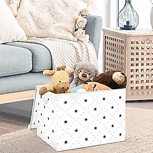 CaTaKu Stars Dots Cute Storage Bins with Lids Fabric Large Storage Container Cube Basket with Handle Decorative Storage Boxes for Organizing Clothes Shelves