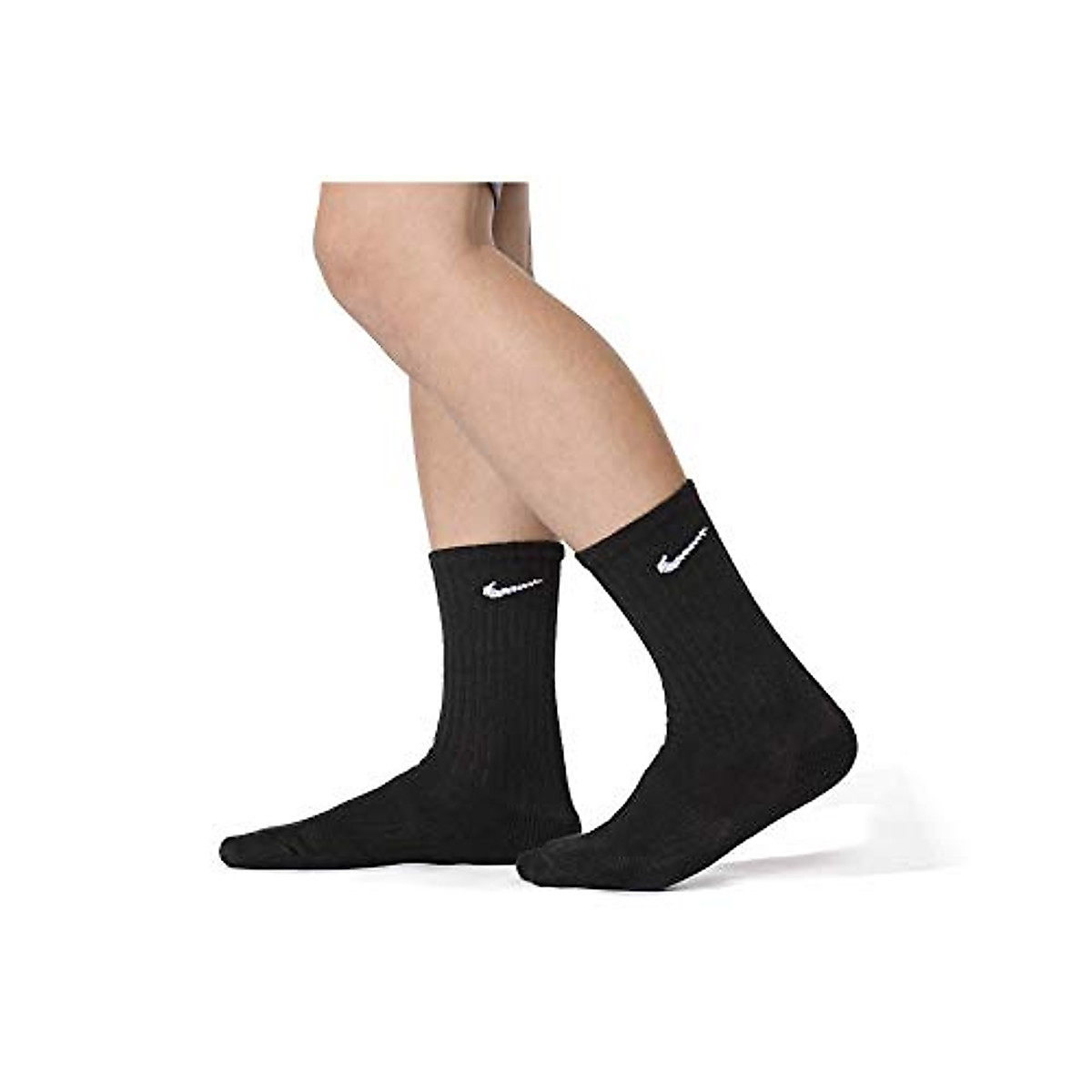 Nike Kids' Performance Cushioned Crew Training Socks (6 Pair) (as1, alpha, s, regular, Black/White, Small)