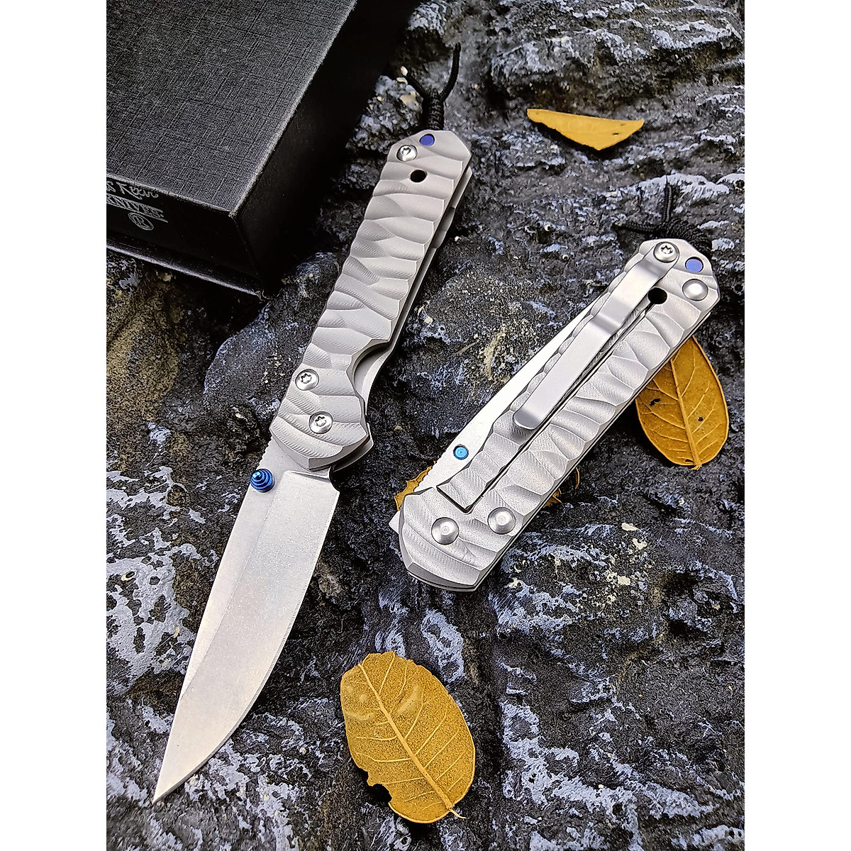 Small Sebenza 21 ECD Folding Pocket Knife D2 Stonewashed Drop Point Blade TC4 Titanium Wave Handles Everyday Carry Knife for Men Women Lightweight for Indoor Outdoor Gift